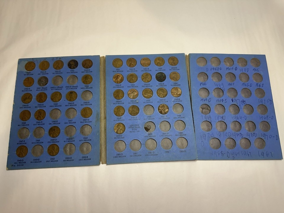 LINCOLN WHEAT PENNY Collection Whitman 4 Albums 1909-1972 Plus Nickel ...