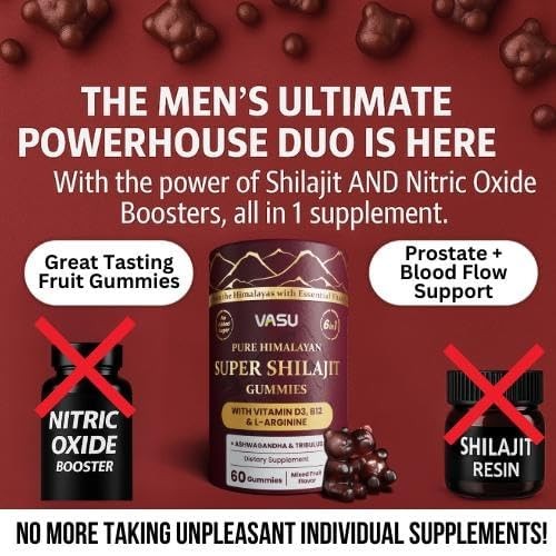 Vasu 6-in-1 Shilajit Gummies – Energy Support, 60 Sugar-Free, Men ...