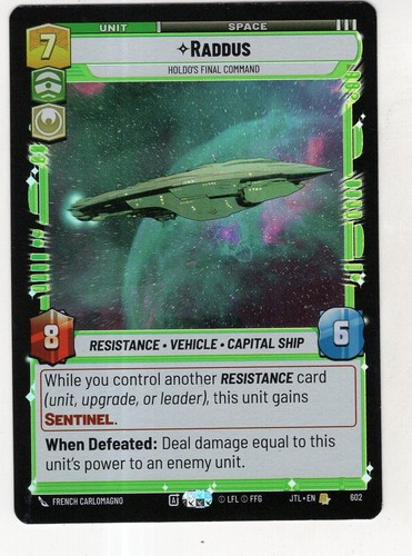 Star Wars Unlimited JTL Foil Card #602 Raddus | eBay