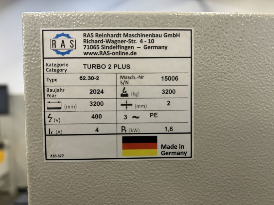RAS 62.30-2 Turbo 2 Plus CNC Folder, 2024 (Includes Factory Warranty ...