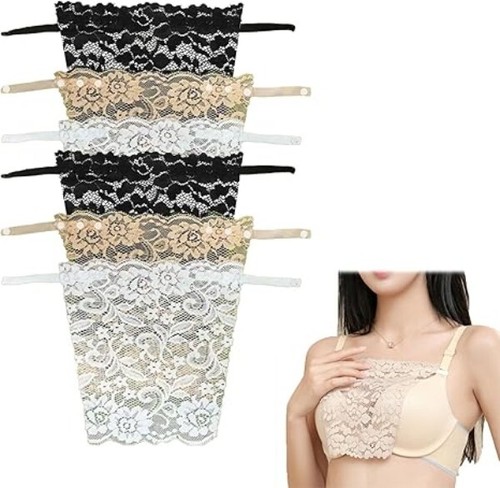 6 Pieces Lace Clip-on Mock Camisole Bra, Insert Overlay Modesty Panels ...