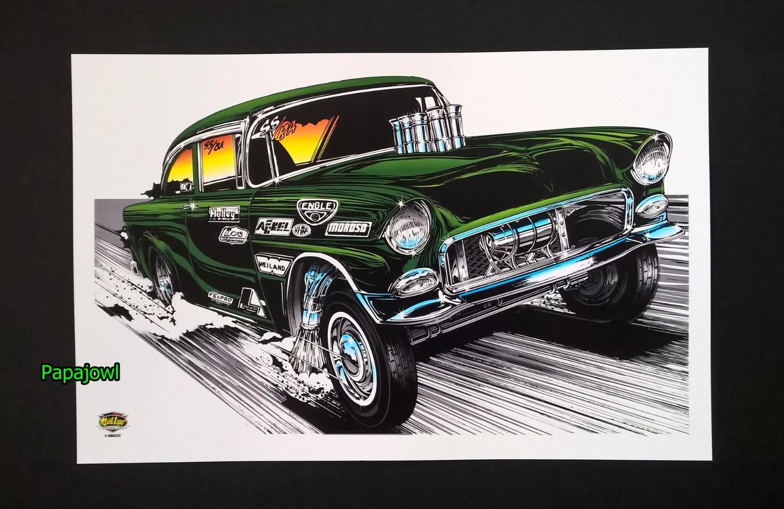 Hot Rod Drag Racing Art Print Poster 1955 Chevrolet 55 Chevy 11" by 17 ...