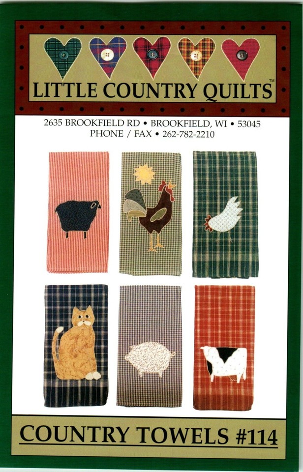 Country Towels Applique Sewing Pattern Primitive Folk Art Farm Animals ...
