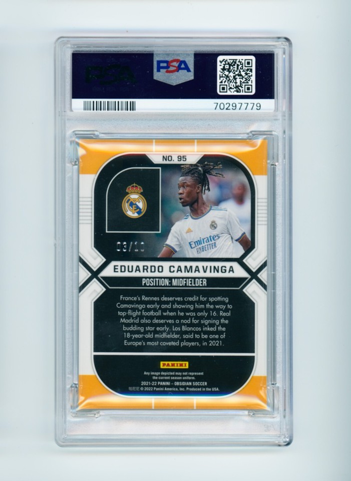 2021-22 Eduardo Camavinga Panini Obsidian Yellow Real Madrid Card 3/10 ...