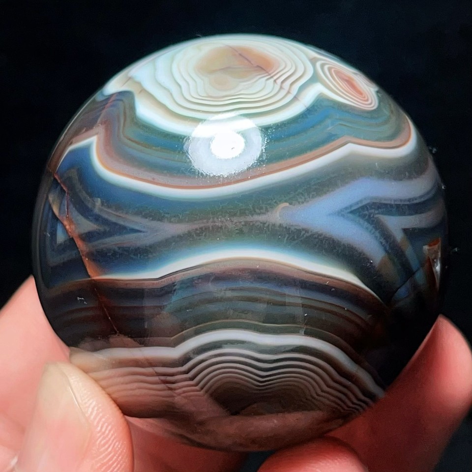 TOP 213G Polished Silk Banded Lace Agate Sphere Crystal Stone ...