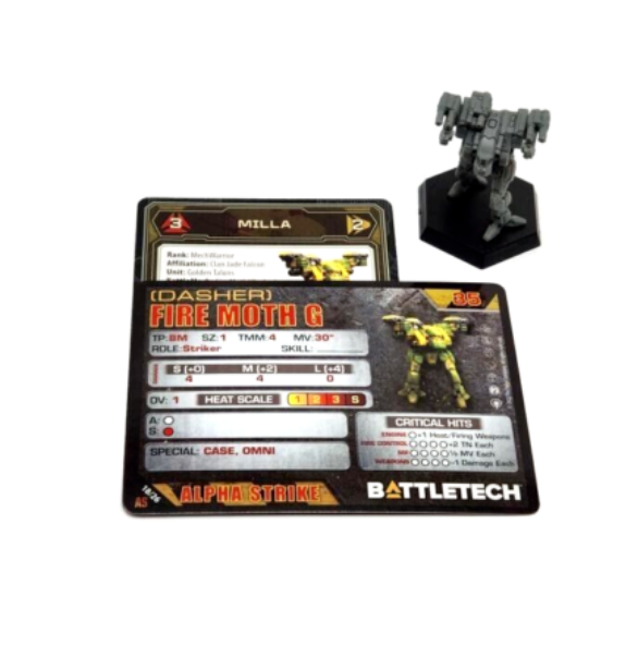 Battletech Fire Moth Mech + Pilot Cards Alpha Strike Box Set Clan ...