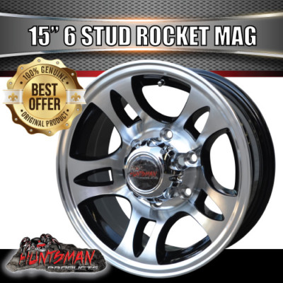 15x6 6 Stud 6/139.7 Rocket Alloy Mag Wheel Rim Caravan Camper Boat ...