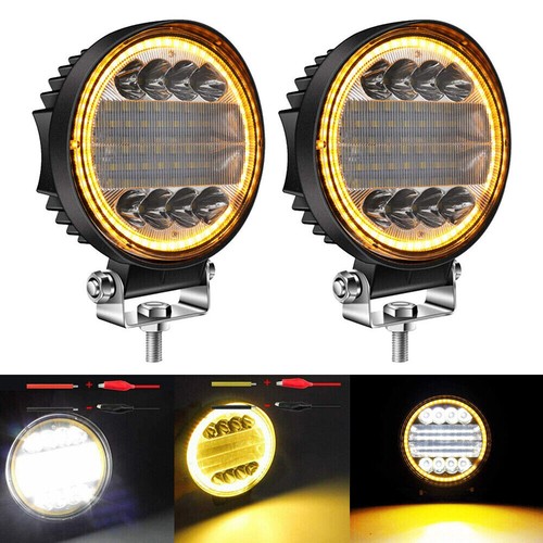 2X 5inch LED Work Round Lights Combo Driving Fog White Amber Lamps ...