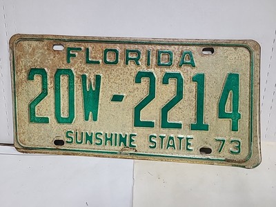 Vintage 1973 FLORIDA SUNSHINE STATE License Plate 20W-2214 | eBay
