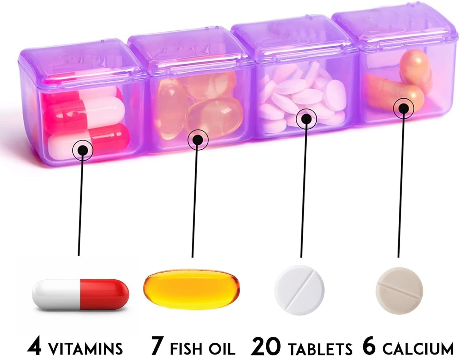 Weekly Pill Box Large Medication Organiser 7 Day 28 Compartments ...