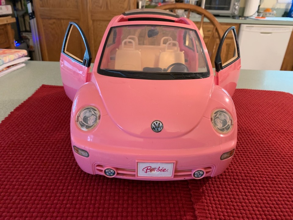 VTG Barbie 17" VOLKSWAGEN VW CAR Mattel 2000 Pink Beetle Bug Sunroof-No ...