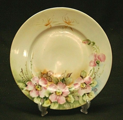 Welmar Germany Hand Painted Porcelain Plate Pink Floral Motif Vintage ...