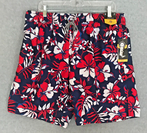 Speedo Mens 18" Palm Print Swim Trunks Mens XL Multicolor UPF 50+ Liner ...
