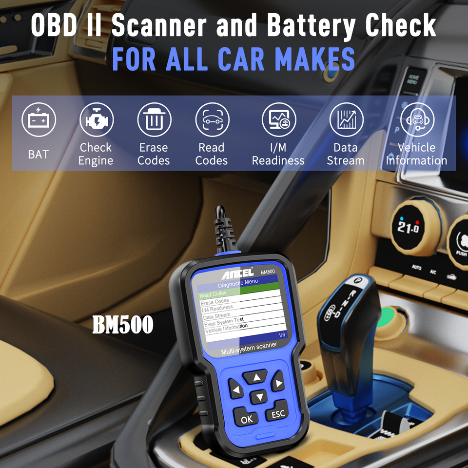 Check Engine OBD2 Scanner Transmission ABS SRS Code Reader Diagnostic ...