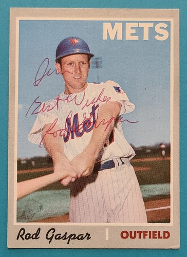 ROD GASPAR (WS) ROOKIE Signed 1970 Topps #371 New York Mets Autograph ...
