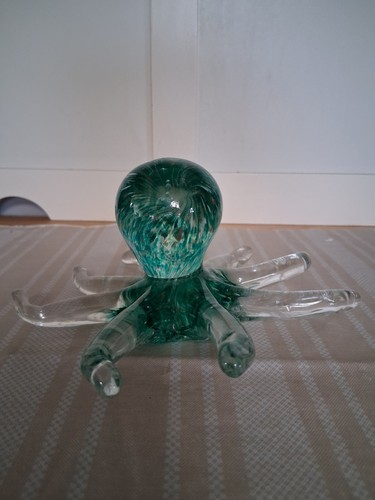 Murano Style Blown Glass Octopus-Green/clear-7 x 3-Nautical-Paperweight ...
