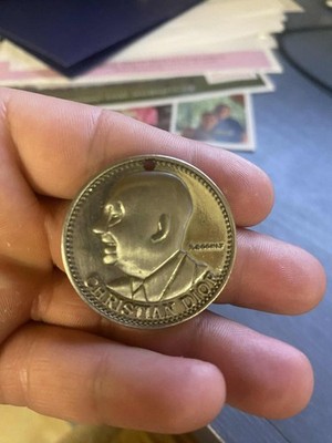 Vintage Christian Dior Pendant Coin 1947 Silver Medallion Charm R ...