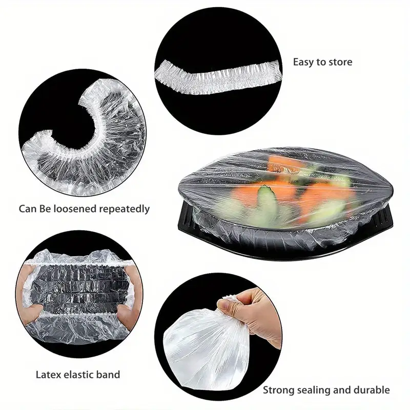 100Pcs Transparent Plastic Wrap for Fruits, Bowls, Cups - Ideal for ...