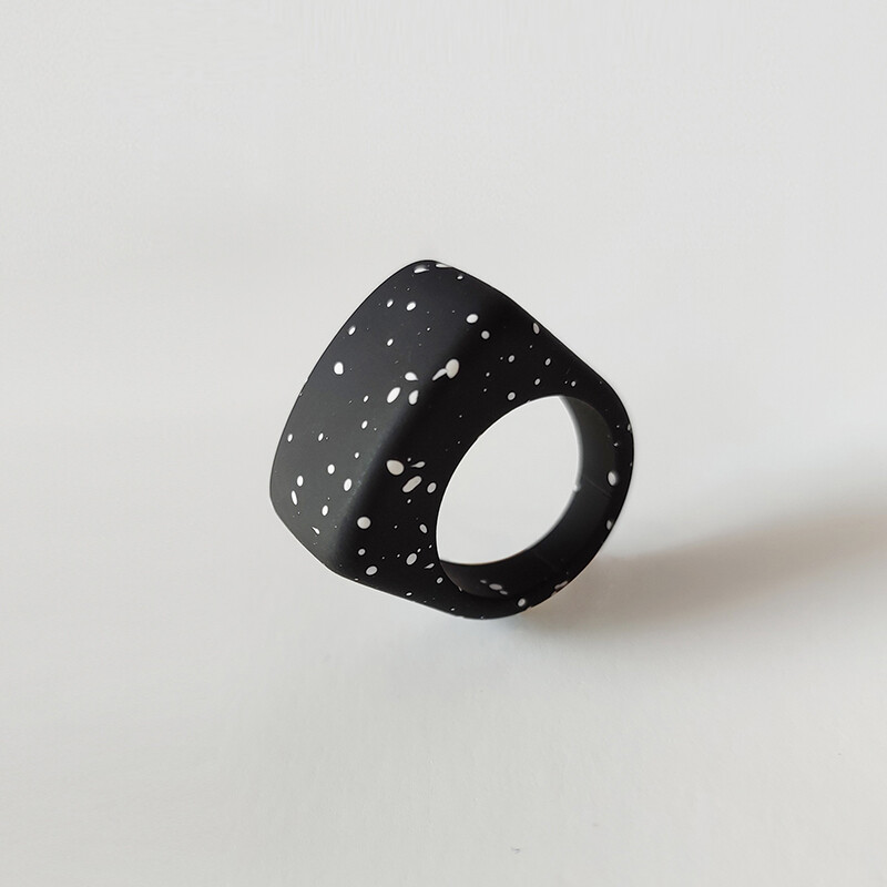 Gradient Ink Color Acrylic Ring Geometric Square Round Ring 1PC Ins ...