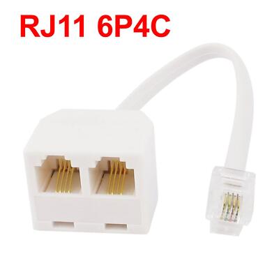 Phone Line Splitter RJ11 6P4C Modular Handset to Double RJ11 6P4C ...