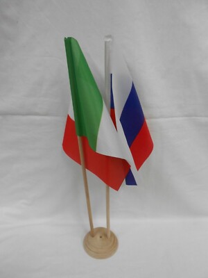 Table Flags Italy Russia Federation 14 X 21 Wooden Base Russia Flag | eBay