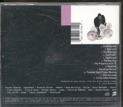 Carl Allen Testimonial CD USA Atlantic 1995 CD. Issue with no barcode ...
