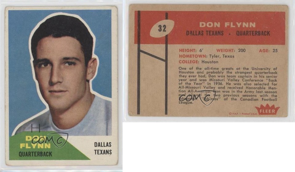 1960 Fleer Don Flynn #32 Rookie RC sq1 | eBay