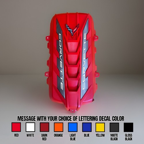 C8 Corvette 6.2L Custom Painted Engine Cover - Torch Red with Letter ...