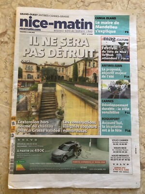 Magazine NICE MATIN 2 juin 2023 LE CHATEAU DITER À GRASSE SERA PAS ...