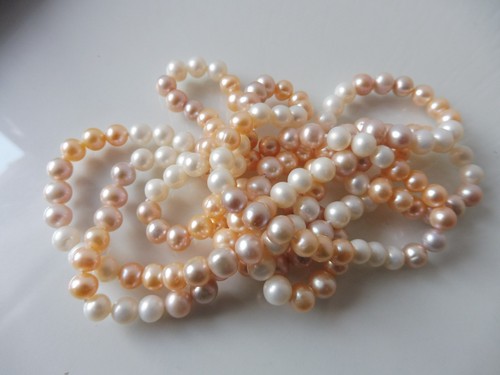 Beautiful, Long Pearl Necklace Genuine Pearls, Partially Dyed 124cm! | eBay