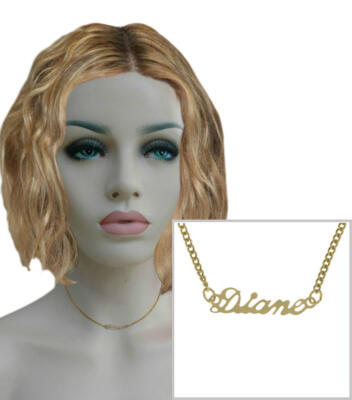 Vintage Script Cursive Gold Tone "Diane" Charm Necklace Name Jewelry 16 ...