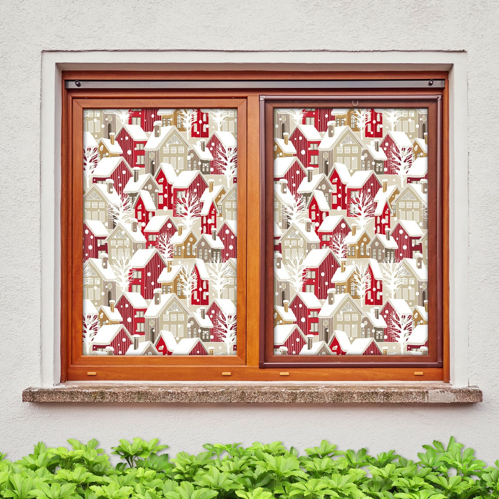 3D Red O372 Christmas Window Film Print Sticker Cling Stained Glass ...