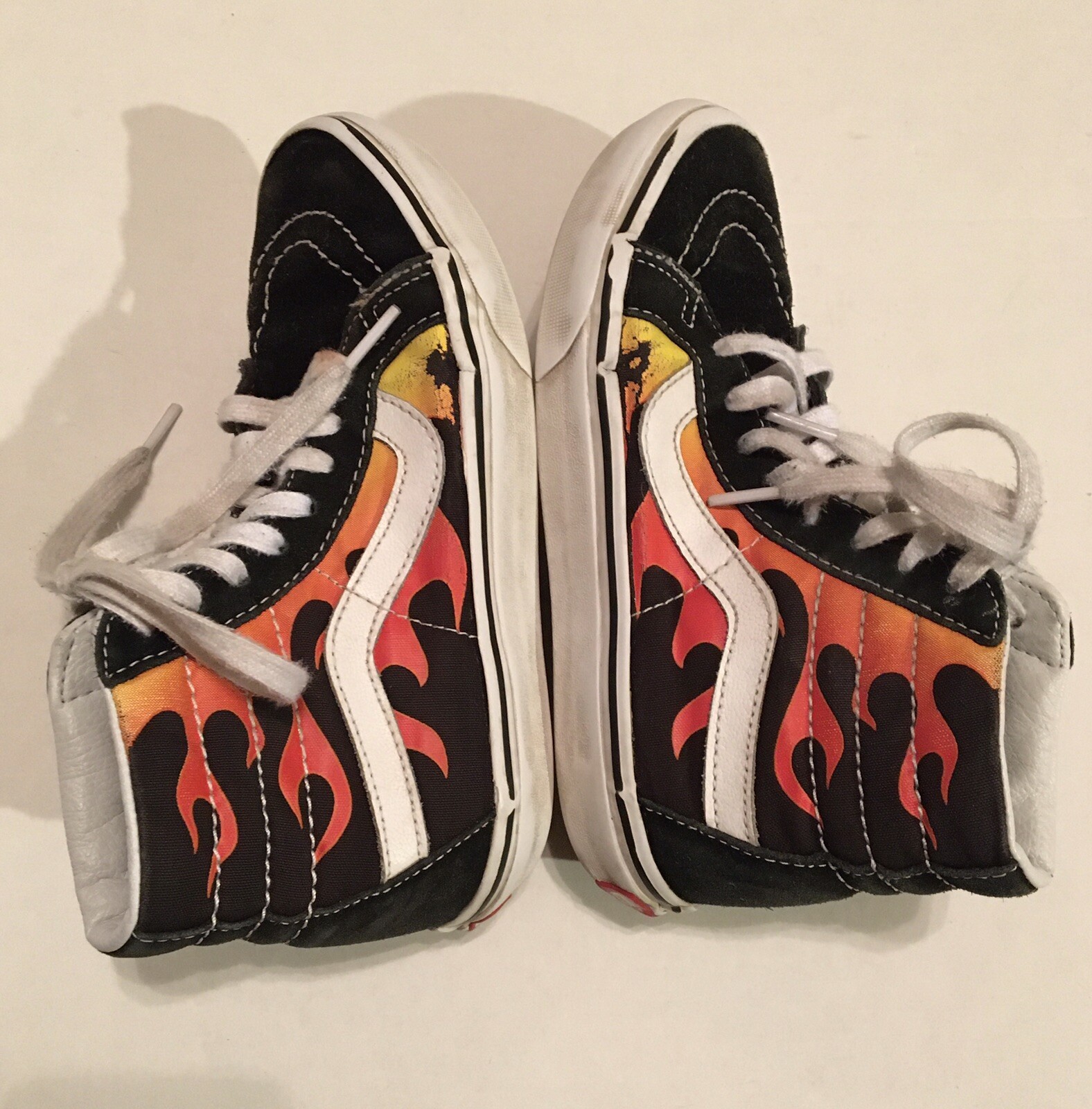 Vans Suede Leather Canvas Fire Flames High-Top Sneak… - Gem