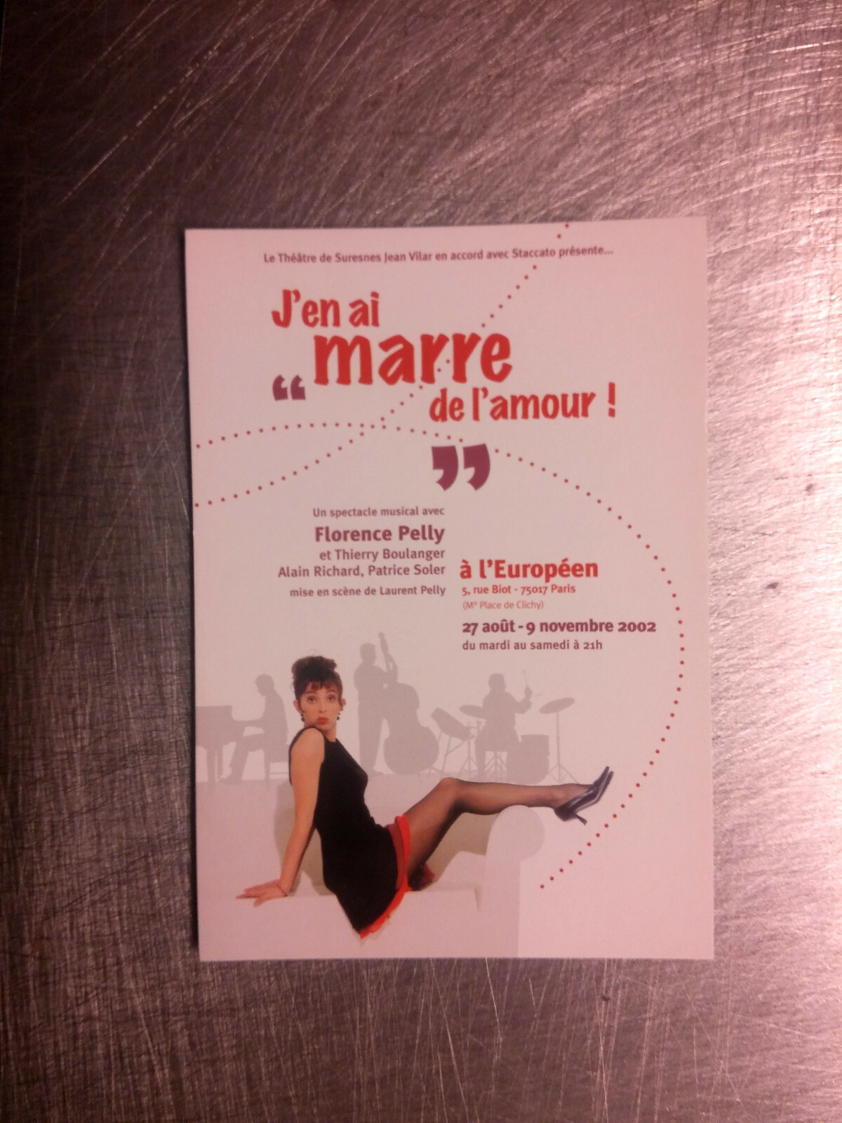 J'EN AI MARRE DE L'AMOUR FLORENCE PELLY spectacle carte postale ...