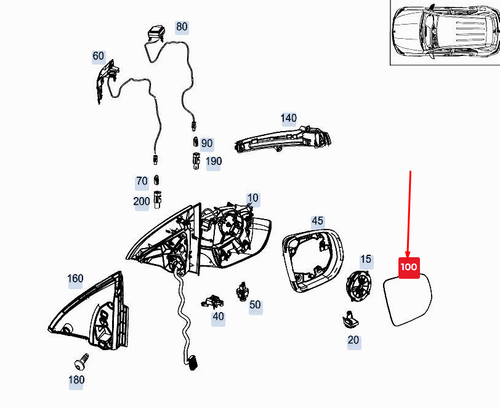 NEW MERCEDES-BENZ GLE W167 FRONT RIGHT DOOR MIRROR GLASS A1678103401 NO ...