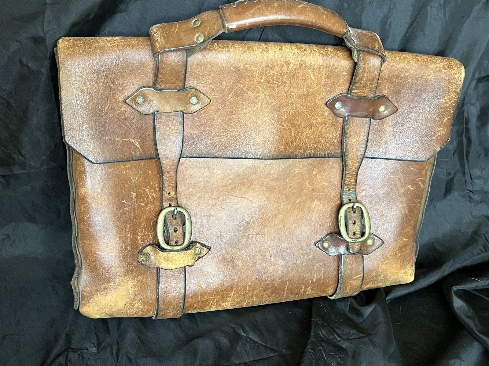Antique Distressed Leather Briefcase Bag Thick Leathe… - Gem