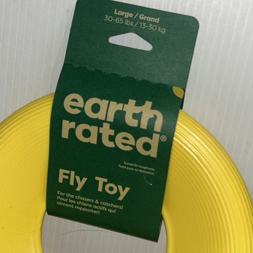 Lot 2 Earth Rated Fetch Fly Toy Flying Disc Dog Yellow Durable Rubber ...