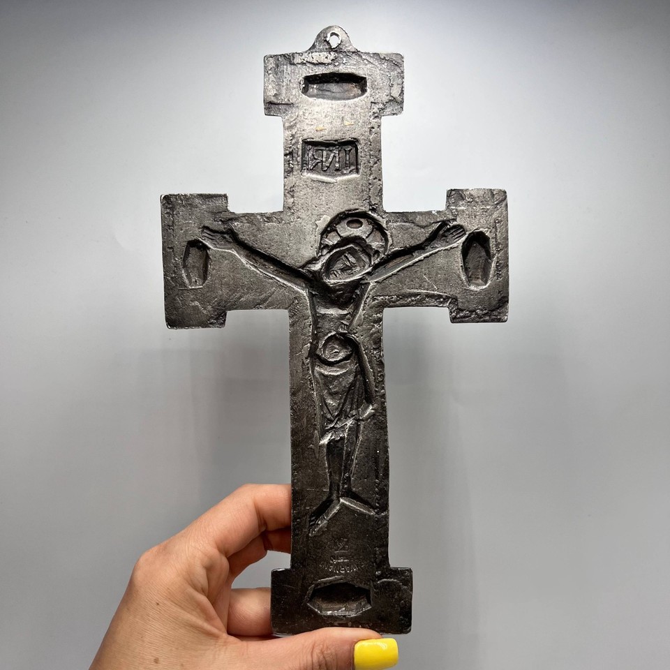 INRI Metal Pewter Cast ART Wall Cross Crucifix Christian Religious ...