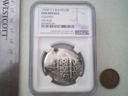 1765 BOLIVIA 8 REALES SPANISH COLONIAL 8R COB SILVER COIN | eBay