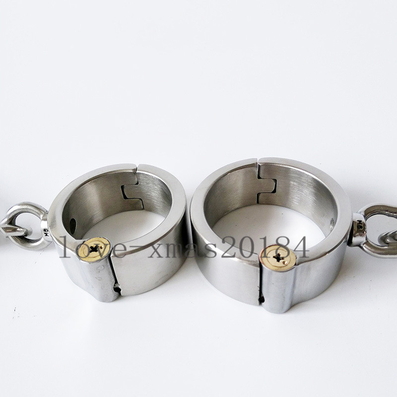 Stainless Steel 3cm High Handcuffs Wrist Cuffs Manacle Anklets Slave ...