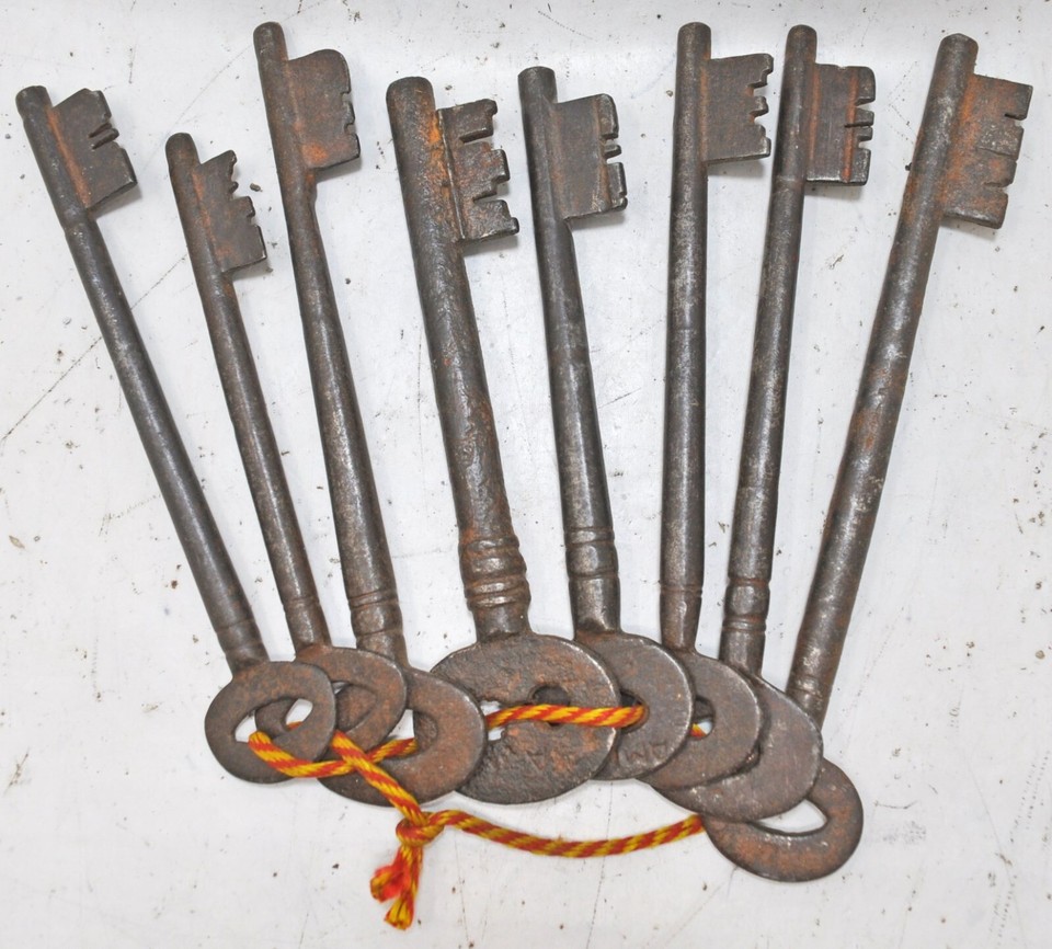 Lot of 8 Antique Iron Long Keys Original Old Hand Crafted | eBay