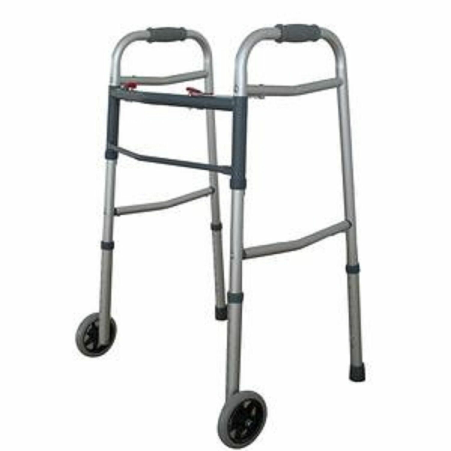 Dual 2 Button Folding Walker with 5" Wheels Heavy Duty Professional UP ...