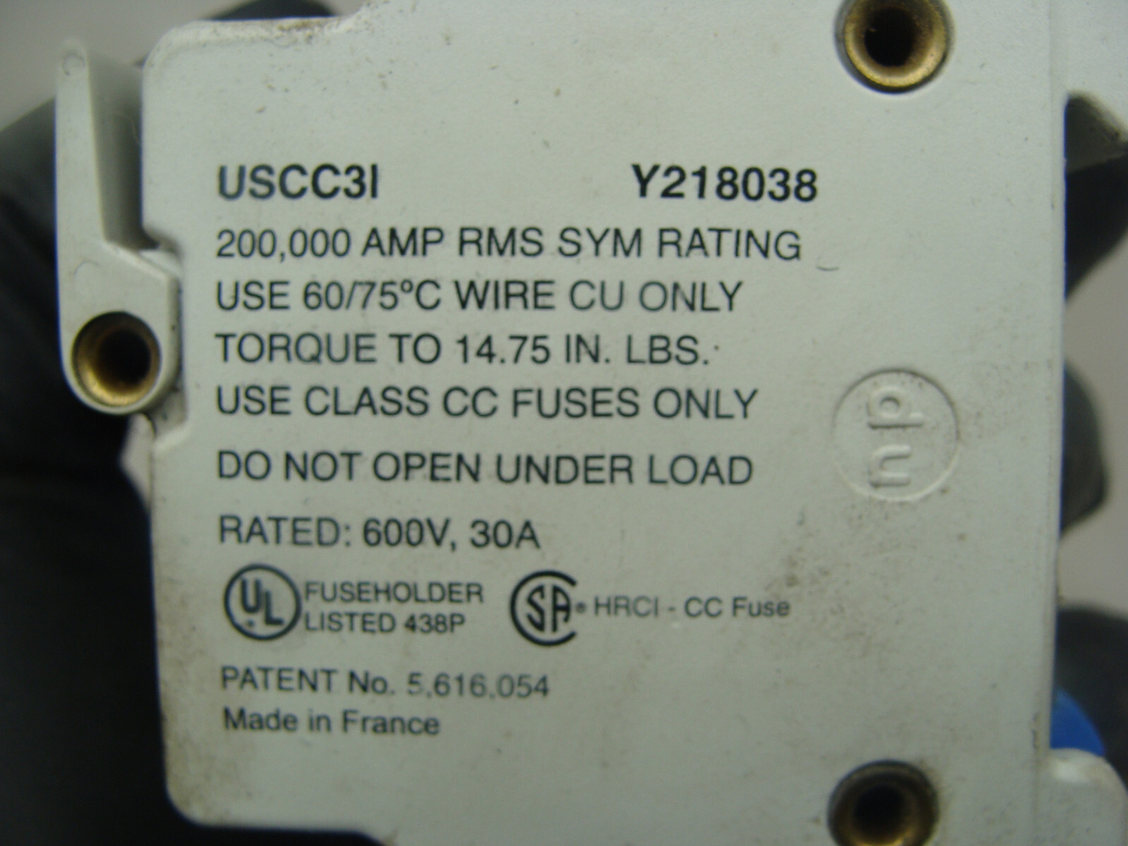 LOT OF 3 FERRAZ SHAWMUT ULTRASAFE FUSE HOLDERS USCC3I Y218038 600V 30A ...