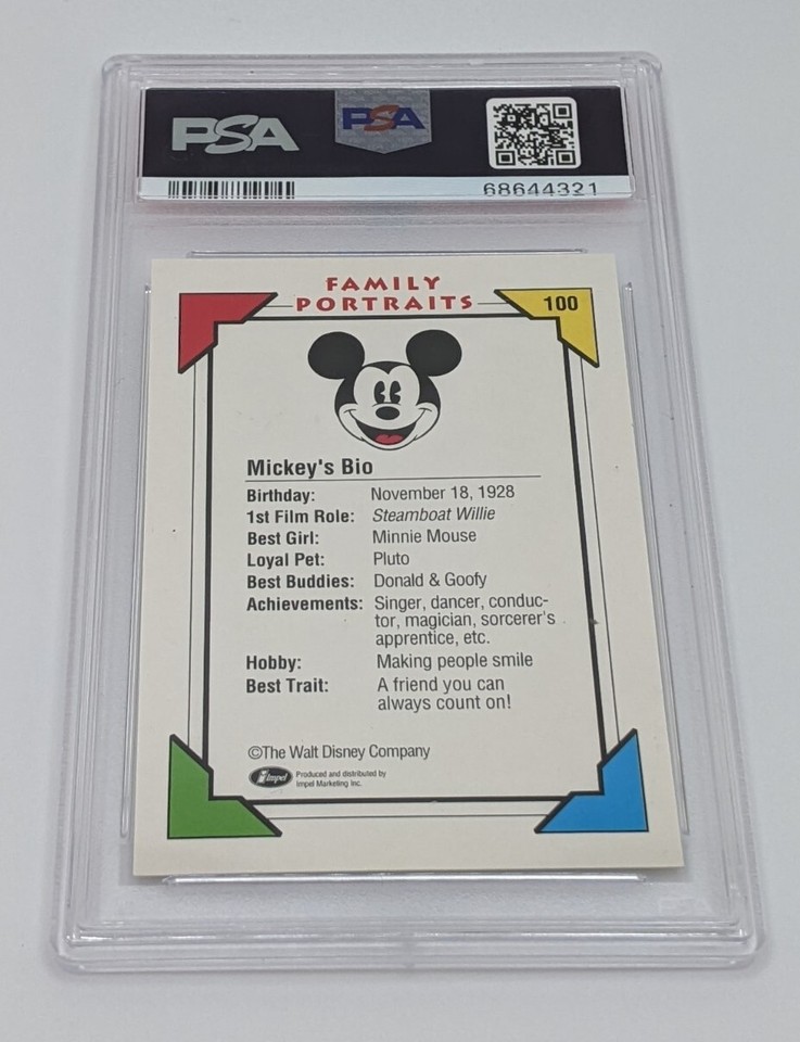 1991 Impel Disney Collector Cards Family Portraits Mickey #100 PSA 10 ...