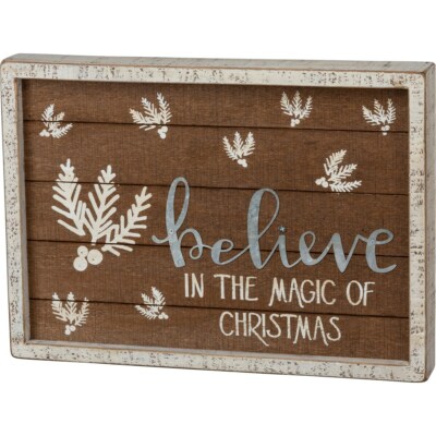 NEW!~Wood Inset Box Sign~"Believe In The Magic Of Christmas"~Plaque ...