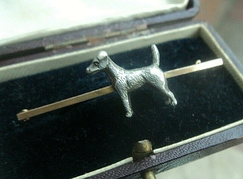 Gold & Silver Dog Brooch 9ct Vintage Smooth Fox Terrier 1910 to 1920s ...