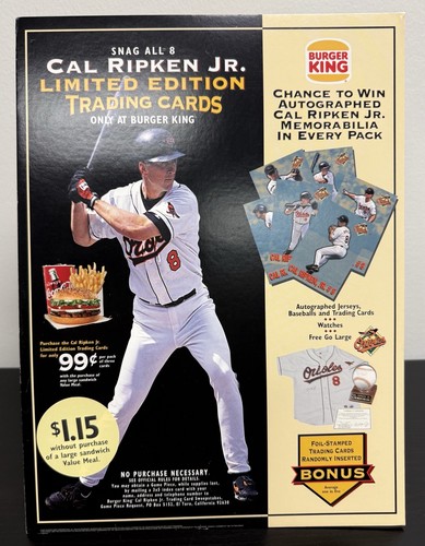 Vintage 1997 CAL RIPKEN JR Burger King Trading Cards Stand Up Counter ...