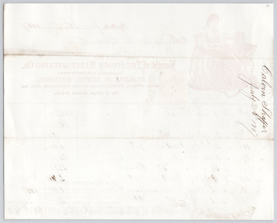 1867 Singer Manufacturing Co Sewing Machine Hartford Illustrated ...
