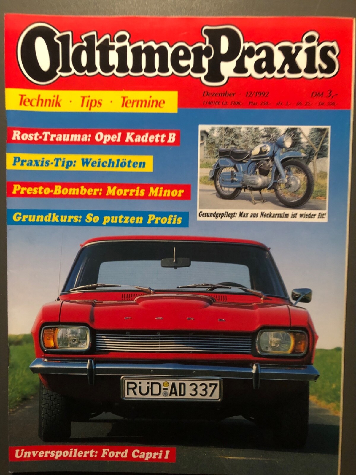 Oldtimer Praxis Dezember 12/1992 Ford Capri I, Morris Minor, Opel ...