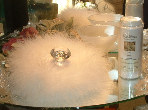 Magnolia & Green Tea ~ 6 oz Perfumed Dusting Powder Puff & Stand by ...